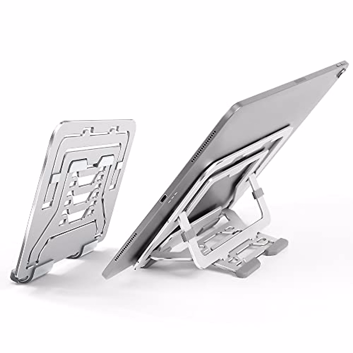 elitehood Aluminum Tablet Stand Holder, Adjustable Portable Desktop Holder Dock, 7.9" Wide - Foldable and Slim iPad Stand Compatible with iPad Pro 12.9, 11, Air 4, Mini 6, iPhone, Kindle, Cell Phone