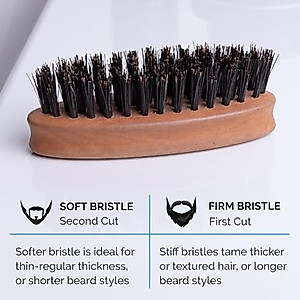 ZEUS Pocket Beard & Mustache Brush for Men, Travel Size Beard Brush, Firm Boar Bristles (Made in Germany) N91