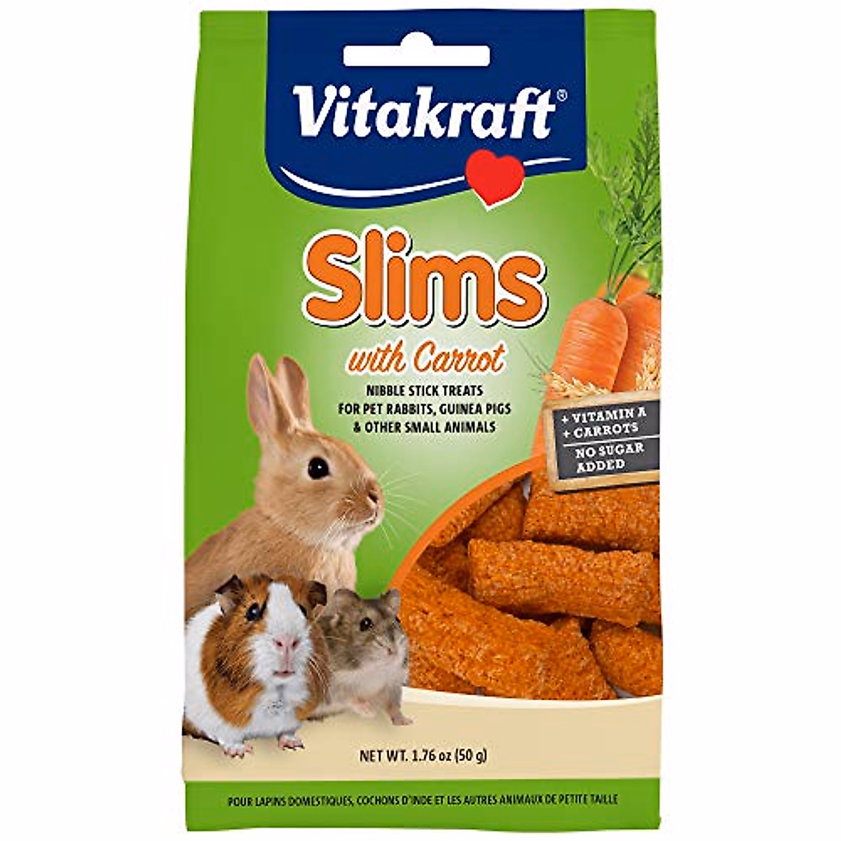 Vitakraft Slims Small Animal Treats - Carrot - Crispy Nibble Stick Treat - 1.76 oz