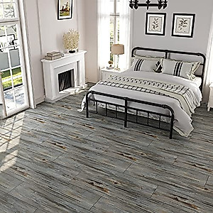 VEELIKE 12-Pack 6''x36'' Blue Reclaimed Wood Vinyl Flooring Peel and Stick Waterproof Wood Look Vinyl Plank Flooring Self Adhesive Renter Friendly Floor Stickers for Bathroom Bedroom Kitchen Basement