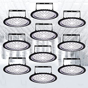 LED High Bay Light 200W 10pcs, 20000LM UFO LED High Bay Light, 6000K High Bay LED Lights, IP54 Warehouse LED Lights Commercial Warehouse Area Light Bay Lights-Bay Lighting for Garage Factory Workshop
