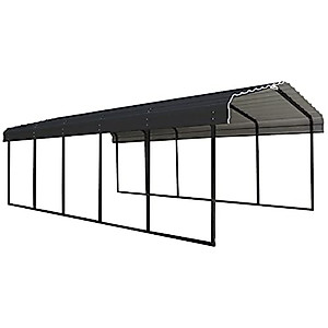 Arrow Carports Galvanized Steel Carport, Full-Size Metal Carport Kit, 12' x 24' x 7', Charcoal