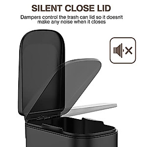 BETHEBEST 6 Liter/1.6 Gallon Bathroom Trash Can with Soft Close Lid, Small Step Trash Can with Removeble Wastebasket,Stainless Steel Garbage Can for Bathroom,Bedroom,Office (Black)