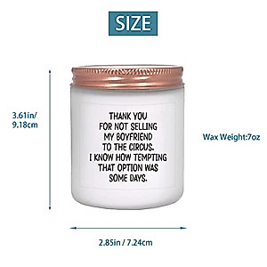 Gifts for Mother in Law, Gifts for Boyfriends Mom, Best Mother in Law Gifts Birthday Gifts from Daughter in Law, Thank You for Not Selling My Boyfriend to Circus Lavender Candle