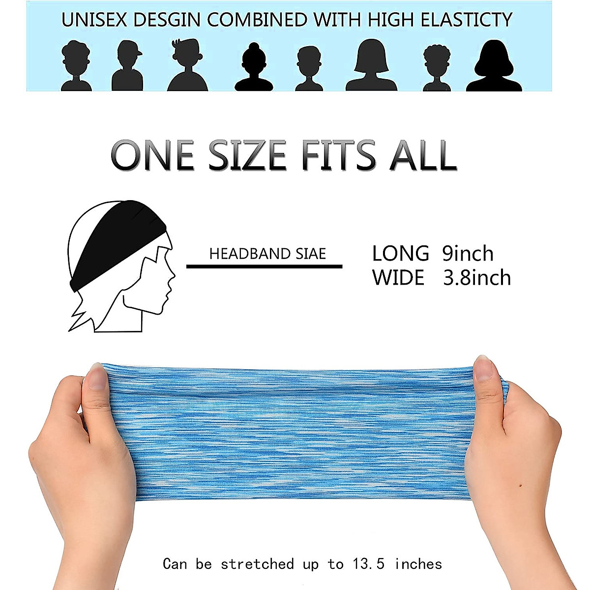 Jesries Women's Workout Headbands Non Slip Sport Sweatbands Yoga Hairbands for Travel Fitness Athletic Elastic Moisture Wicking for Girls