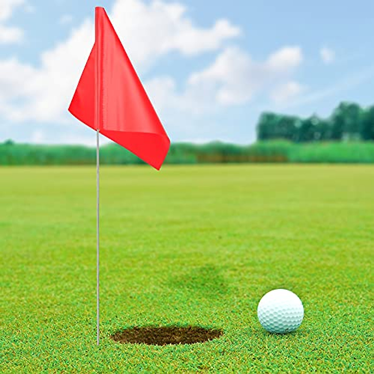 50 Pack Marking Flags Marker Flags for Lawn, IKAYAS 4 * 5 Inch Red PVC Small Yard Flags Yard Marking Flags on 15 inch Steel Wire, Lawn Flags, Yard Flags, Garden Flags