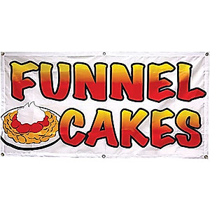 4 Less Co 2x4 Ft FUNNEL CAKES Banner Fabric Polyester Sign wb