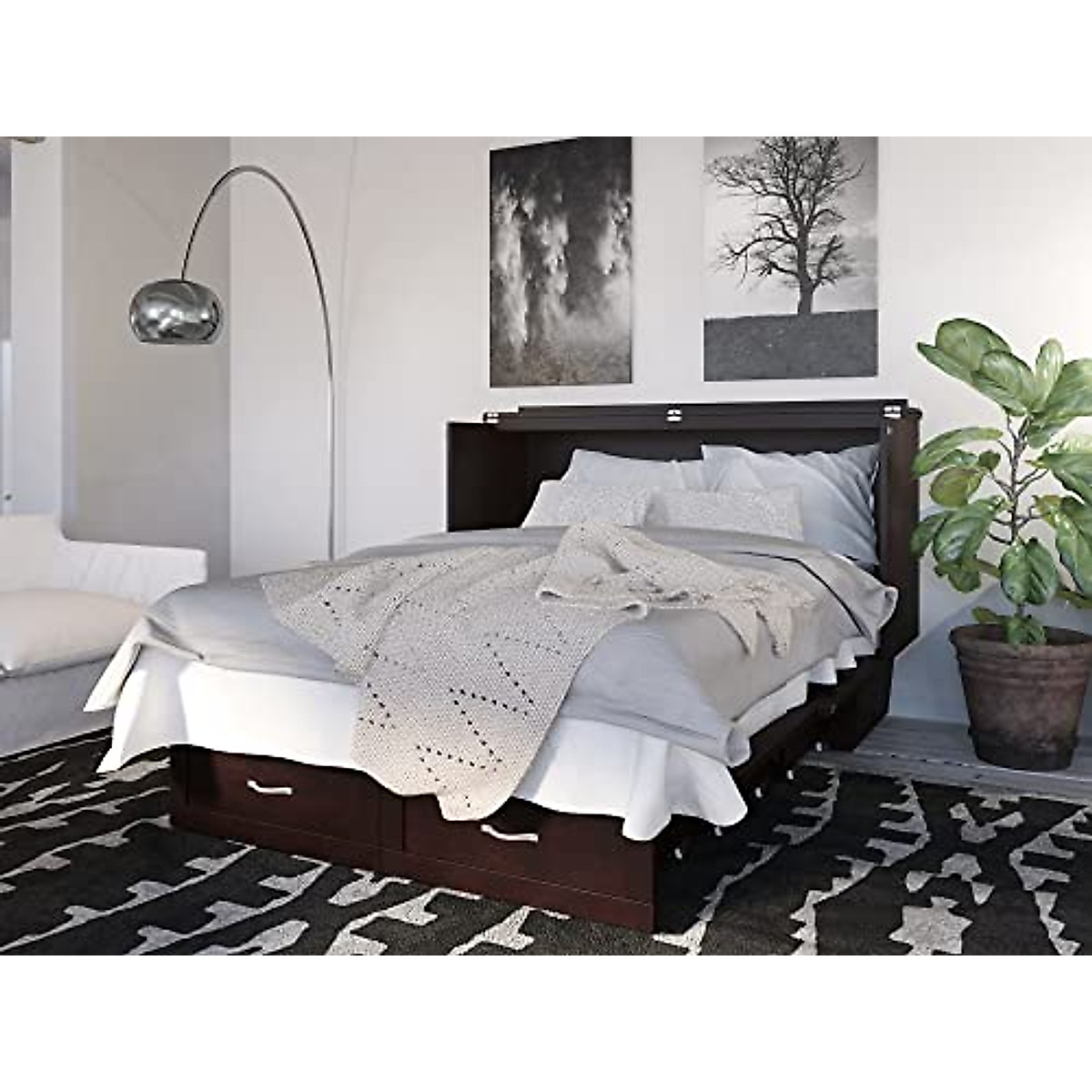 AFI Monroe Murphy Bed Chest with Charging Station, Queen, Espresso