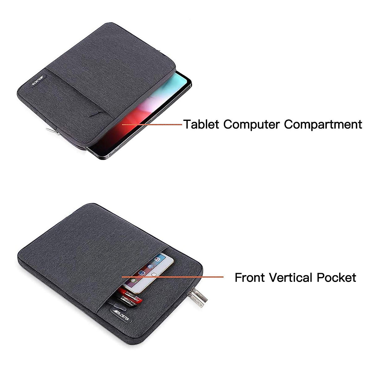 MOSISO Tablet Sleeve Case Compatible with iPad 10th 10.9 inch 2022 / iPad Air 5th 10.9 / iPad Pro 11 M2 / iPad 9/8/7 10.2 / iPad Air 4 10.9/Air 3 10.5 / iPad 9.7, Polyester Vertical Bag, Space Gray