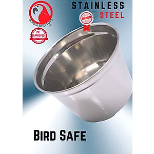 Bonka Bird Toys 800128 Parrot Stainless Steel Water 16oz Cup Cage Seed Feed Bowl