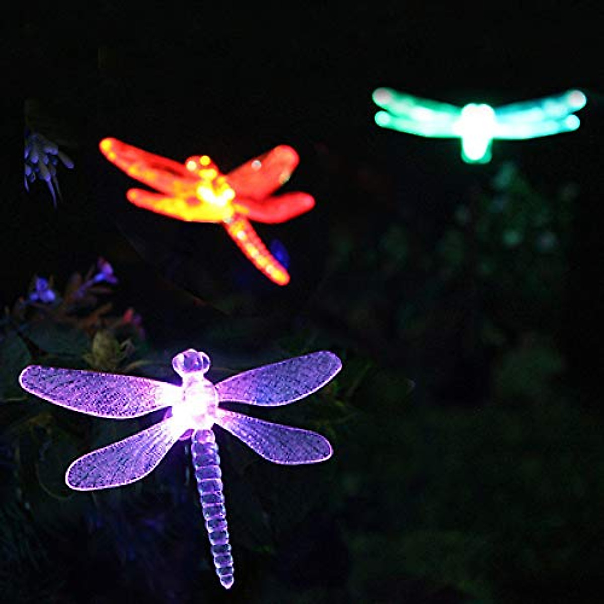 CST Lighting Pack of 2 Solar Color Changing LED Light Lawn Garden Yard Stakes-Dragonfly