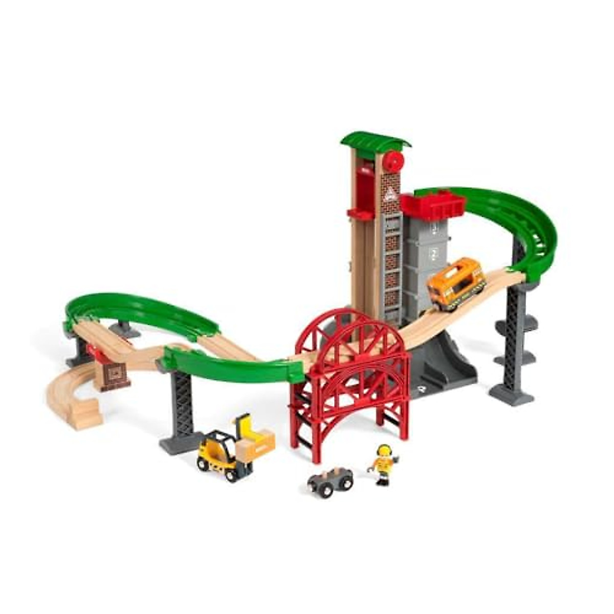 BRIO World 33887 Lift & Load Warehouse Set | 32 Piece Kids Train Toy Set with Wooden Tracks and Accessories | Interactive Design | FSC Certified Wood | for Ages 3 and Up