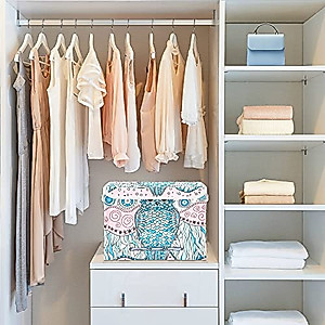 innewgogo Mandala Owl Storage Bins with Lids for Organizing Storage Baskets with Handles Oxford Cloth Storage Cube Box for Dog Toys