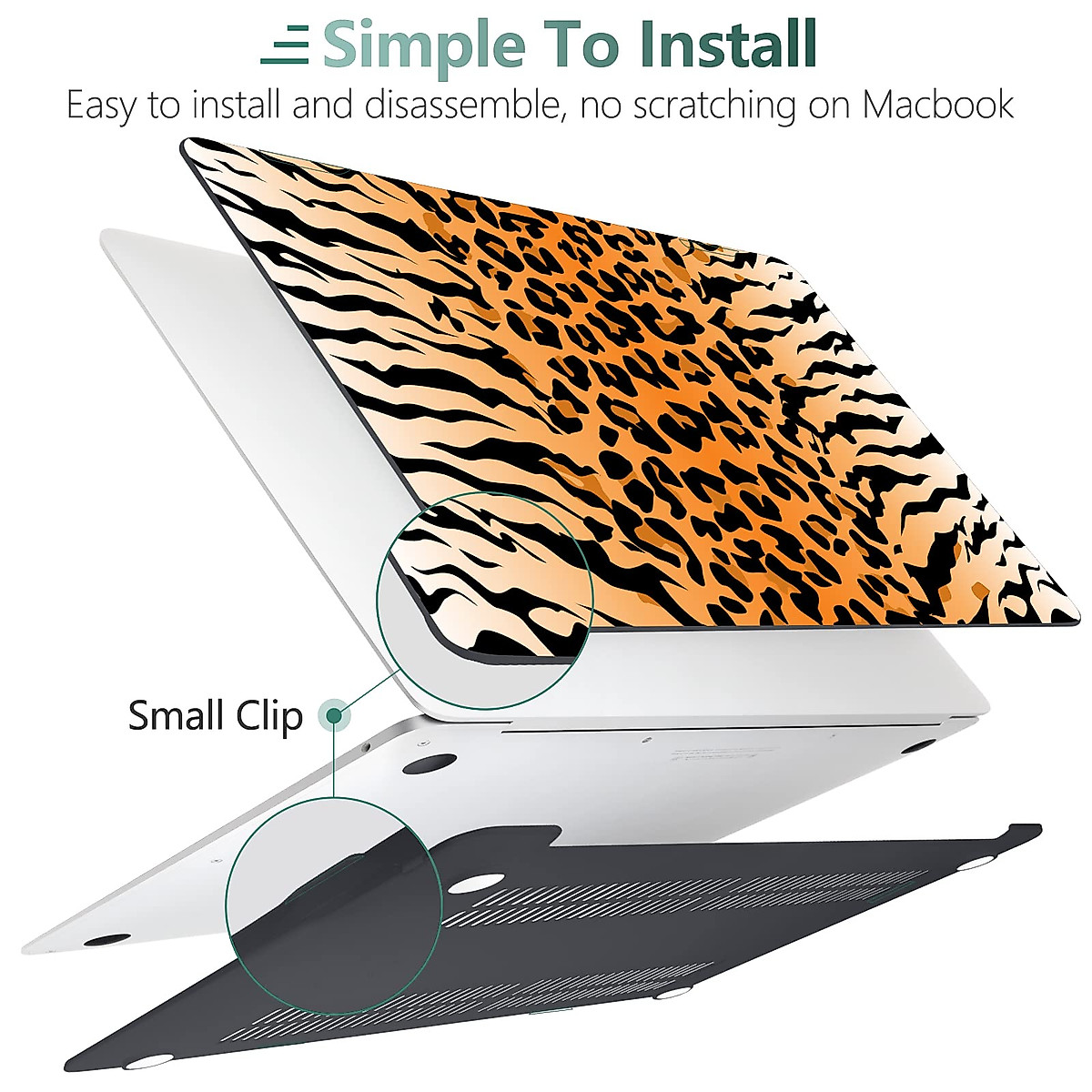 TWOLSKOO for 2021-2018 MacBook Air 13 inch Case A2337 M1 A2179 A1932, Hard Shell Case with Keyboard Skin & Screen Protector for MacBook Air 13.3 inch with Retina & Touch ID, Leopard & Tiger Texture