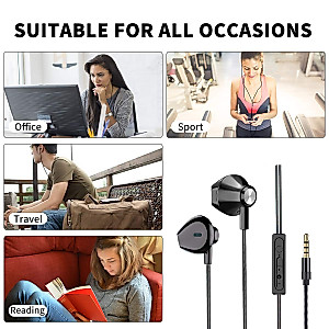 Earbuds Wired in Ear Headphones Earphones with Mic Volume Control for 3.5mm Samsung Galaxy, Google Pixel 5a 4a 3a XL, TCL 30 SE 20 SE 10 SE, Motorola Moto Nokia Blu Alcatel LG Tablet Laptop (Silver)