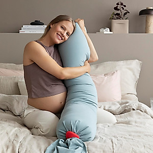 bbhugme Adjustable Pregnancy Pillow – Full Body Support for Side Sleeping - Adjustable Firmness and Shape - Supports Back, Legs, Belly, HIPS for Pregnant Women - Removable Cover - Eucalyptus