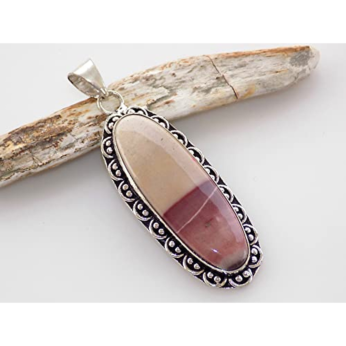 Mookaite Pendant, Birthday Gift Jewelry, Designer Pendant, Silver Plated Pendant, Handmade Pendant Jewelry, Boho Jewelry