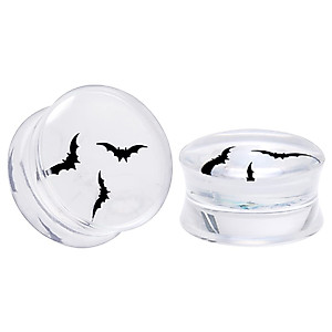 COOEAR 1 Set Ear Gauges Double Flared Plugs Acrylic Tunnels Saddle Expanders Insect Earrings Stretchers 0g to 30mm.