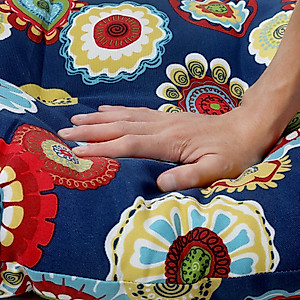 Magpie Fabrics Patio Bench Cushion 42"x18", Indoor/Outdoor Non-Slip Water Resistant Long Seat Pads, Tufted Loveseat Cushion for Swing, Settee, Window, Garden, Wicker, Front Porch (Heronsbill Navy)