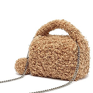 Scarleton Faux Fur Crossbody Bags for Women, Fluffy Top Handle Shoulder Bag, Fuzzy Purses for Women with Chain Strap, H209604 - Brown