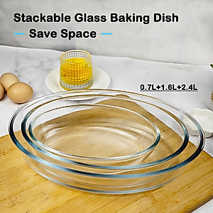 2.4L Glass Baking Dish for Oven, Borosilicate Glass Casserole Dish, Oval Oven Safe Glass Baking Pan