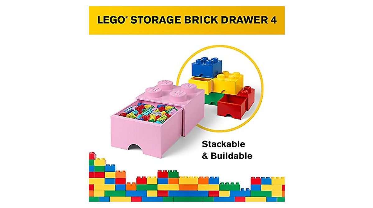 LEGO Brick Drawer - Stackable Storage in Light Pink
