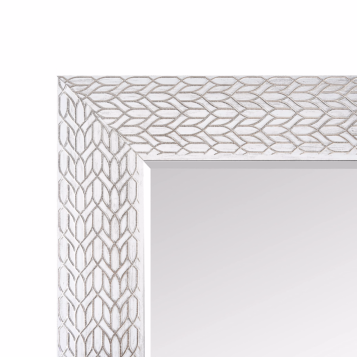 Naomi Home Samantha Woven Floor Mirror Full Length Mirror Standing Large Rectangle Full Body Long Mirrors for Bedroom Dressing Room Silver 66 L x 32 W