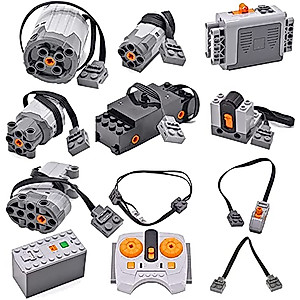 SEEMEY 32Pcs Power Function Kit Set Motor Battery Infrared-Remote-Control Receiver Train Adjustable Speed ​​Motor Parts, Motor Power Change Parts compatible with mainbrands Technic-parts