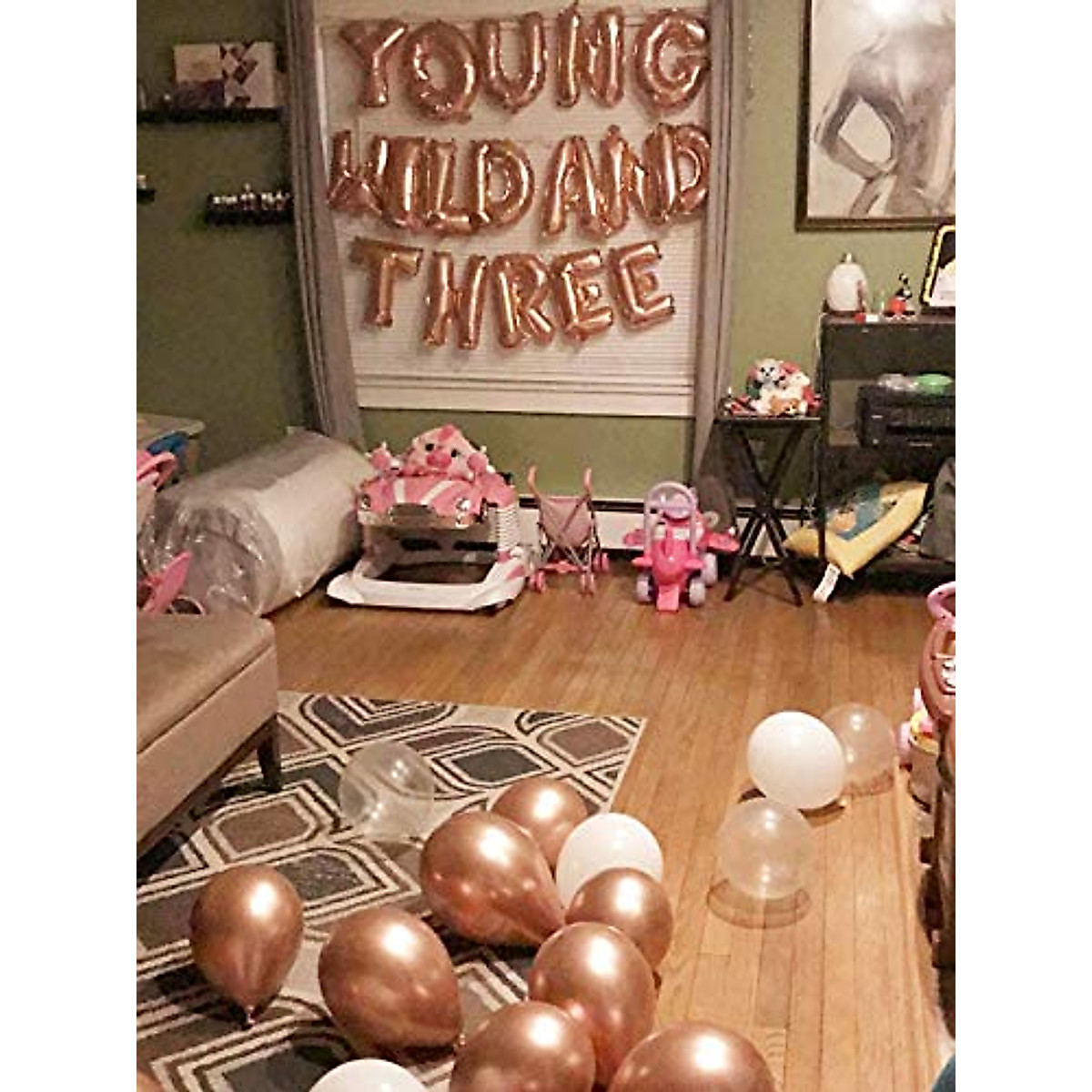 JeVenis Young Wild and Three Balloon Young Wild and Three Banner Young Wild and Three Decorations for Girl Third Birthday Decorations 3 Year Old Birthday Decor 3rd Birthday Balloon