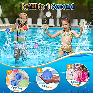 Koknwoa Reusable Water Balloons,Water Balloons Quick Fill & Magnetic Self Sealing，Refillable Water Balls Beach Pool Bath Toys for Kids, 6PC