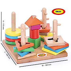 TOTJOY Montessori Toys for 2 Year Olds 18+ Months Wooden Educational Toy for Toddlers Shapes Sorting Stacking Toys Busy Board Sensory Toys Early Development & Activity Toys