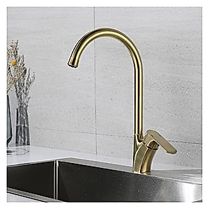 JEMITA Brushed Gold Kitchen Sink Faucet Single Handle Hot and Cold Water Mixer Tap 360 Degree Rotation Kitchen Sink Wash Basin Faucets (Color : 02)