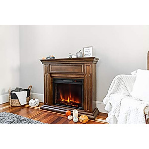 e-Flame USA Breckenridge 25"x20" LED Electric Fireplace Stove Insert with Remote - 3D Logs and Fire (Black)