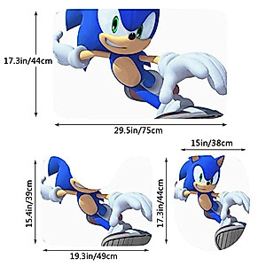 BOABIXA Son.ic The Hedge.hog 4 Piece Shower Curtain Sets, with Non-Slip Rugs, Toilet Lid Cover and Bath Mat, Durable and Waterproof, One size 20220305 0