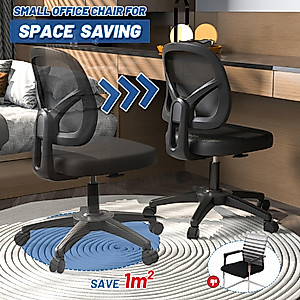 Armless Swivel Mesh Computer Office Desk Chair No Arms Height Adjustable with Lumber Support for Child and Adult