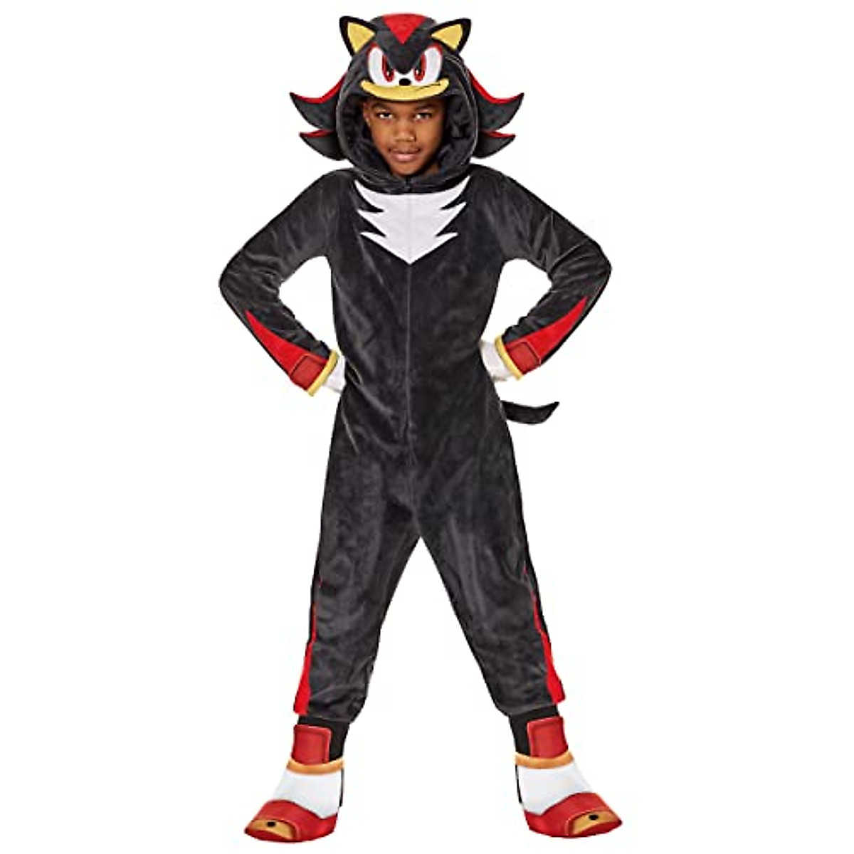 Spirit Halloween Sonic the Hedgehog Kids Shadow Jumpsuit Costume | Officially Licensed |Gaming Costume | Shadow Cosplay - M
