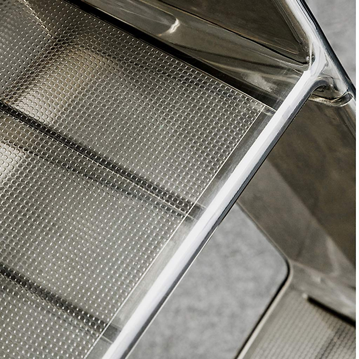 Acrylic 3 Step Ladder Step Stool Transparent L44xW52xH63cm Folding Step Stool 150kg Capacity Ladder for Kitchen Electroplated Silver Iron Frame Household Stool