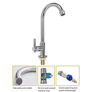 Cold Water Faucet Only, High Arc Single Handle One Hole Faucet for Kitchen Garden Bar Outdoor Boat Camper(Free Cold Water Supply Lines)