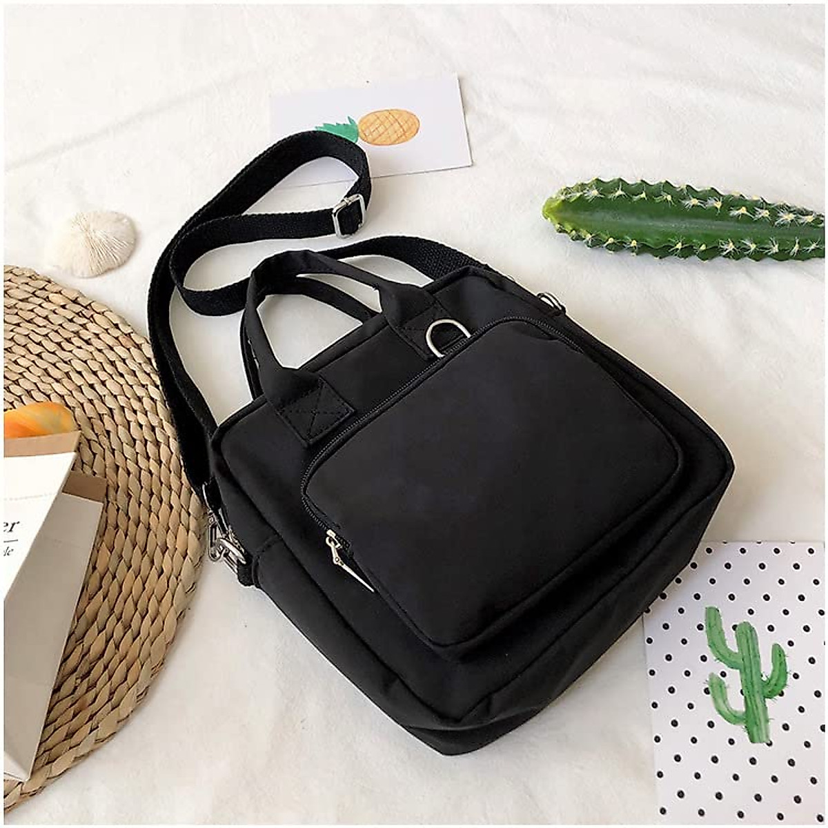 Hipi-shop Color small Clear Crossbody bag shoulder bag handbag for Anime Lolita Bag DIY Cosplay Display handbag (Black)