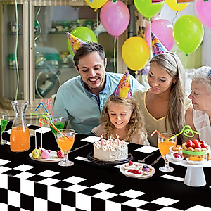 3pcs Race Car Birthday Party Supplies Two Fast Birthday Decorations Racing Checkered Flag Plastic Tablecloth Table Cover for Boys Two Fast Birthday Baby Shower Decor