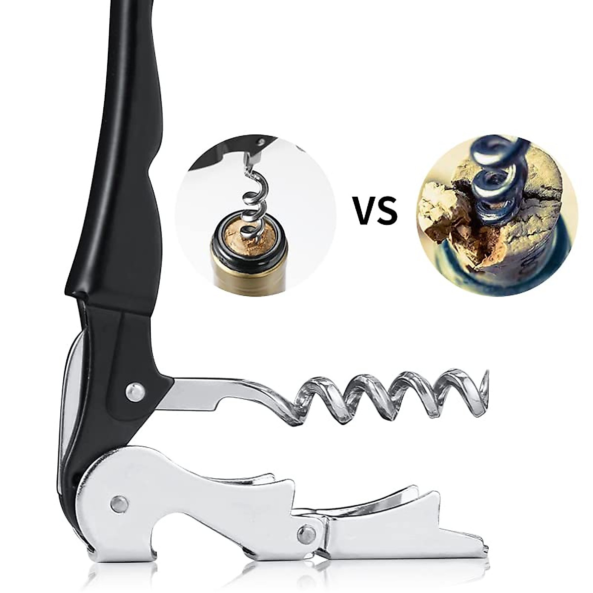 Professional Waiter Corkscrew Wine Openers Set (2 PCS),Upgraded With Heavy Duty Stainless Steel Hinges Wine Key for Restaurant Waiters, Sommelier, Bartenders (Black 2 Packs)