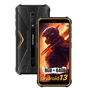Ulefone Armor X12 Pro Rugged Phones Unlocked, 5.45 inch Screen, Android 13, 8GB + 64GB, 13MP + 8MP Waterproof Camera, 4860mAh Battery, Military Grade Smartphone, Face ID, NFC, OTG, WiFi - Orange