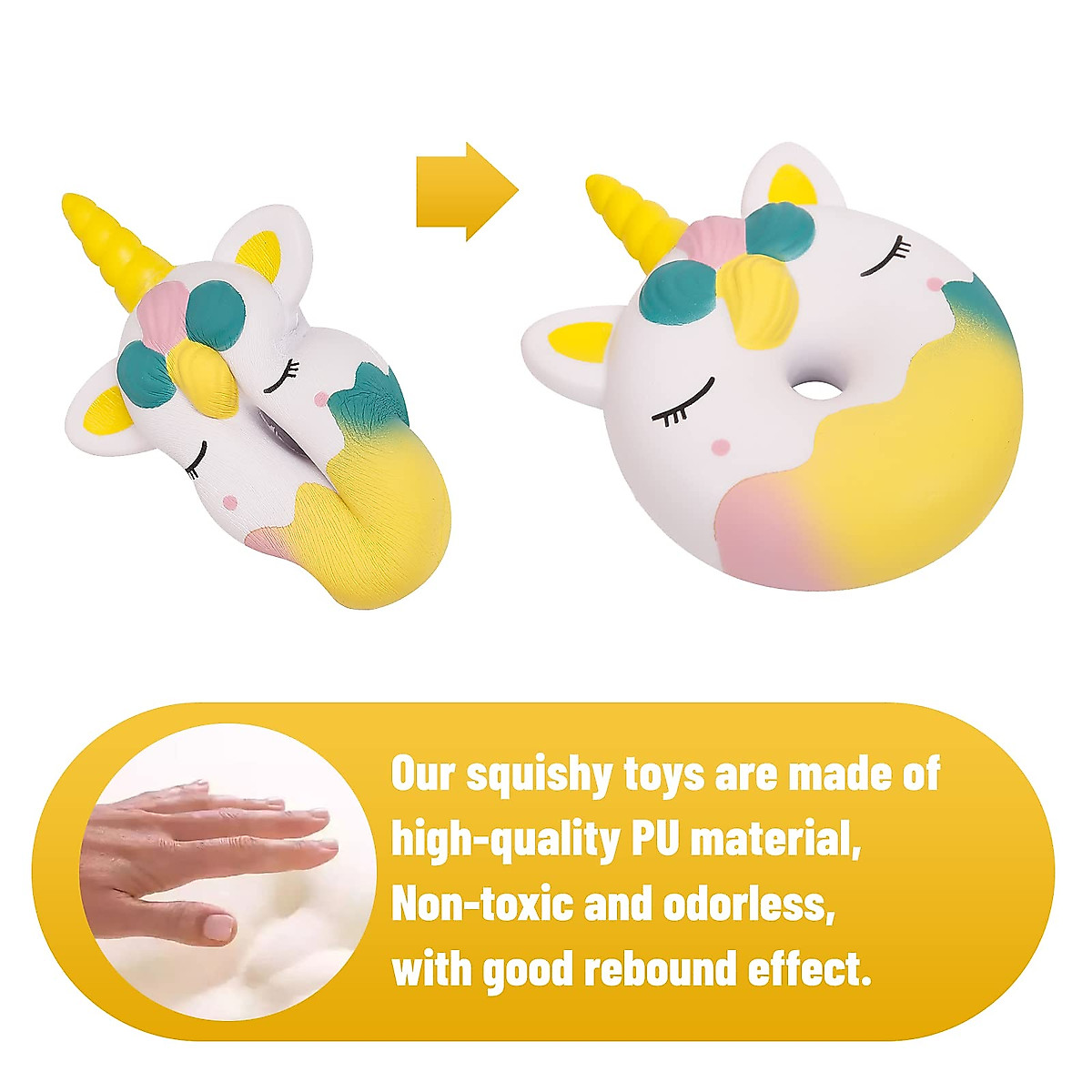 Anboor 4.5 Inches Squishies Unicorn Donut Kawaii Soft Slow Rising Scented Doughnut Squishies Stress Relief Kid Toys