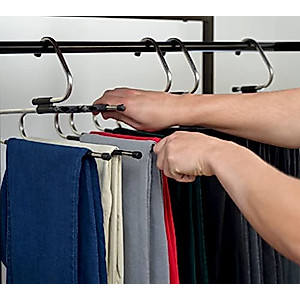 [Upgrade] Pant Organizer for Closet (2 PK) Multi-Functional Pants Rack with Stopper Horizontal/Versatile Collapsible Pants Hangers for Closet Pants Hangers Space Saving