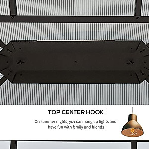 Outsunny 10' x 12' Hardtop Gazebo Canopy with Polycarbonate Double Roof, Aluminum Frame, Permanent Pavilion Outdoor Gazebo with Netting and Curtains for Patio, Garden, Backyard, Deck, Lawn, Black