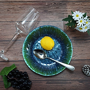 Melamine Pasta Bowls Large Salad Bowls Set 9 inch Sets of 6 pcs Soup Bowls Wide Shallow Flat Turquoise Teal Round Dinnerware Tableware Dishwasher Safe Not Microware Not Oven