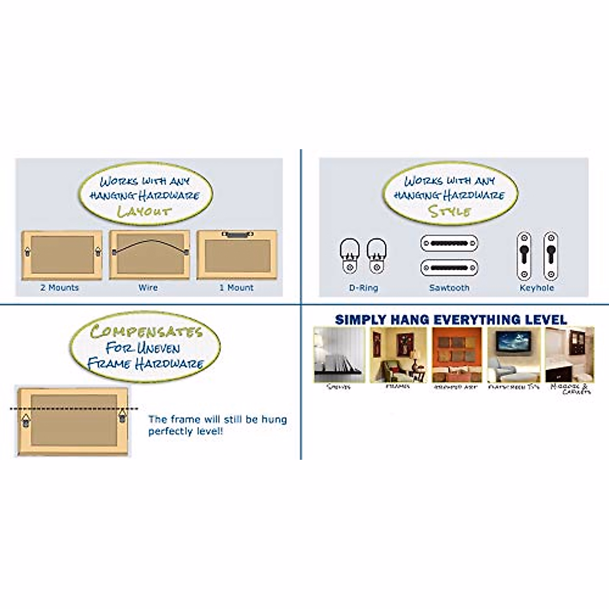 Crescent Creative Products Perfect Pro Picture Frame Wall Hanging Tool with Level, 48 inch, Black