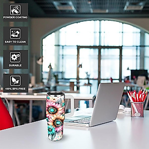 FOCIUZTA Sunflower Tumbler - 40oz Stainless Steel, Double Wall Insulated, Leak-Proof, BPA-Free, Perfect for Mother's Day, Christmas, Easter Gift Cup