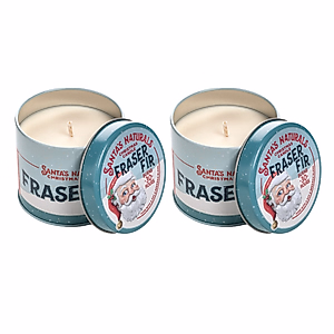 Santa's Naturals Fraser Fir Christmas Candles (9oz, 2 Pack) | Authentic Pine Scent | Christmas Gifts | Each Holiday Candle Burns 30+ Hours | Made in USA | Soy and Beeswax Blend with Essential Oils