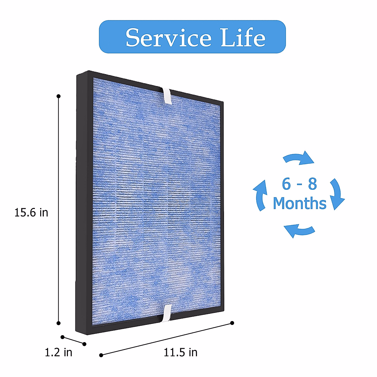 Vegebe MSA3/MSA3S Filter Replacement, Compatible with Membrane Solutions MSA3 and MSA3S Smart Air Purifier, 3-in-1 H13 True HEPA, 1 Pack